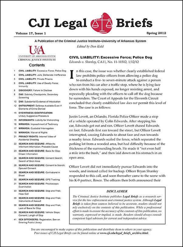 CJI Legal Briefs Archive - Arkansas Criminal Justice Institute Arkansas ...